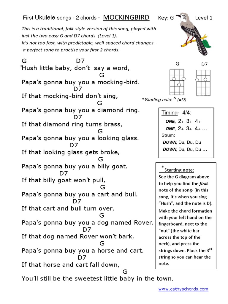 Mockingbird: First Songs - 2 Chords | PDF | String Instruments ...