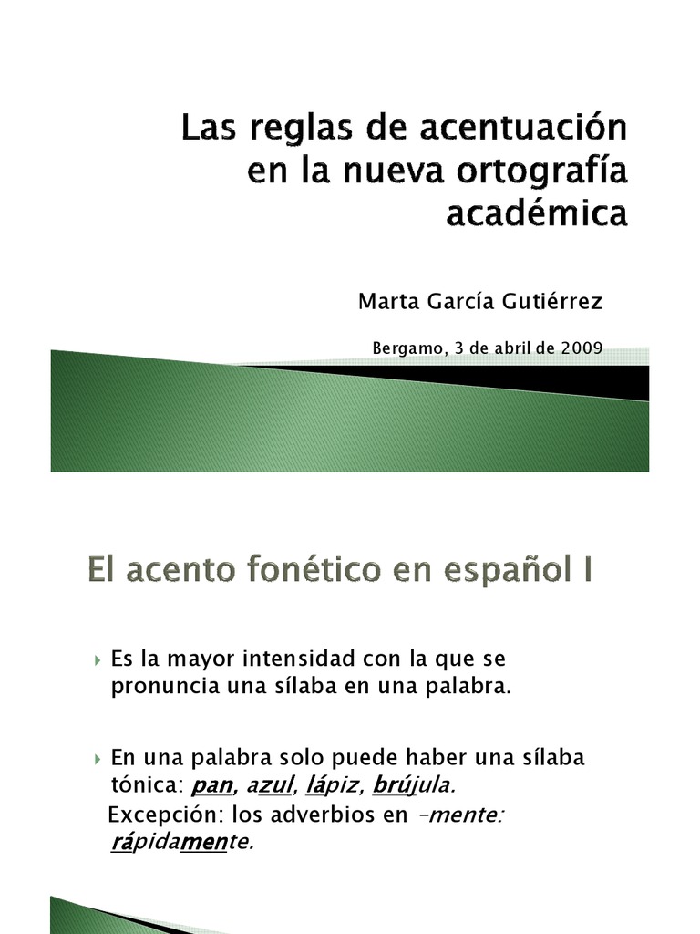 Las Reglas de Acentuacion Enlanueva Ortografia Academica | PDF ...