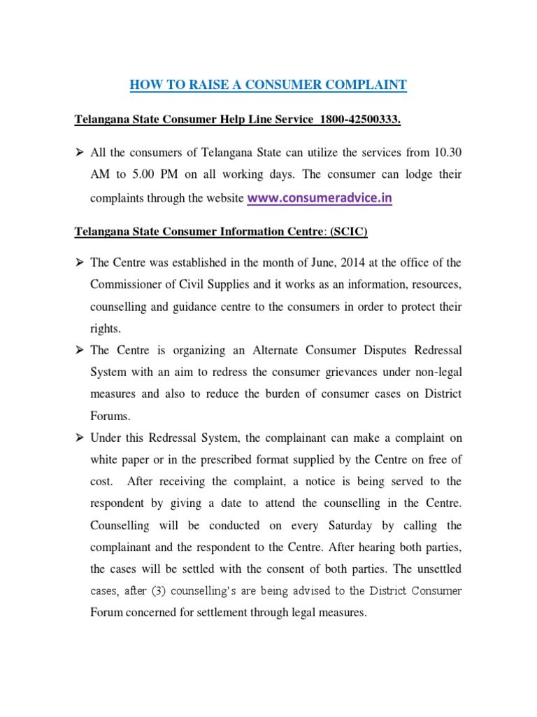 How To Raise A Consumer Complaint: WWW - Consumeradvice.in | PDF
