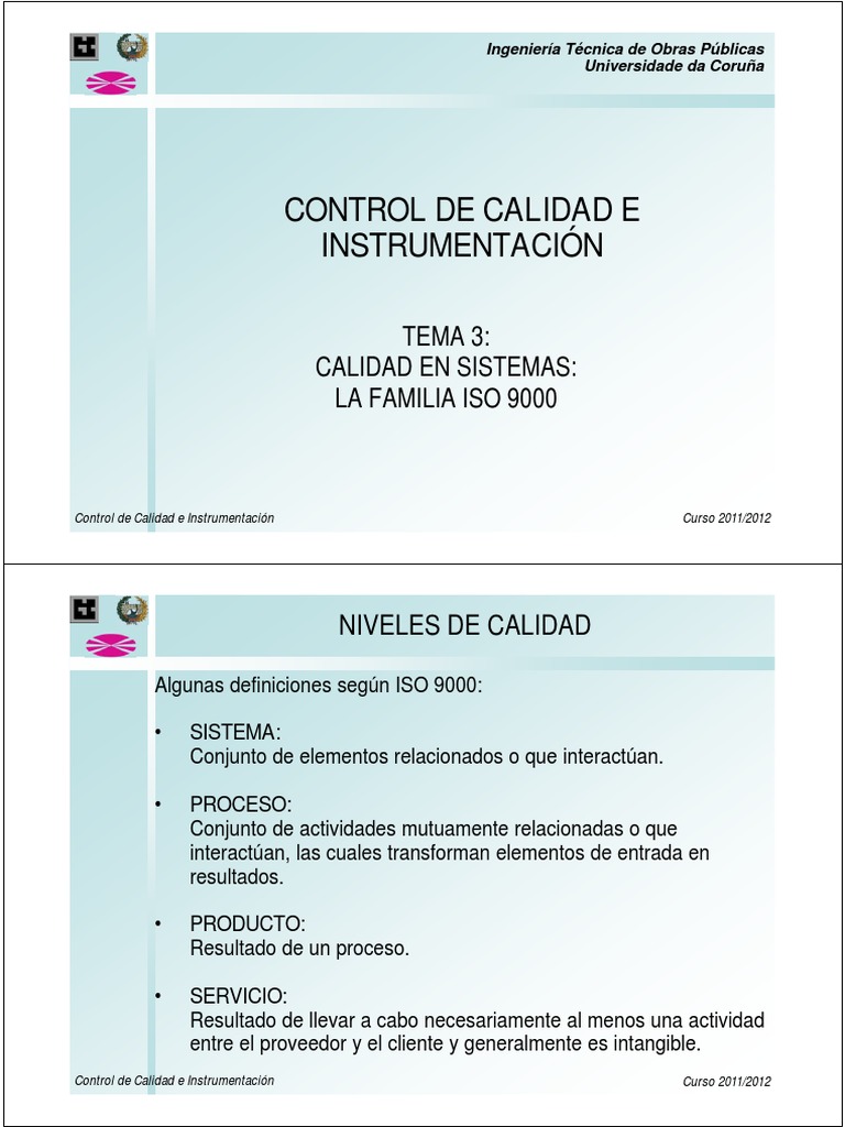 Calidad e Instrumentación ISO 9000 | PDF | Gestión de la calidad | Iso 9000