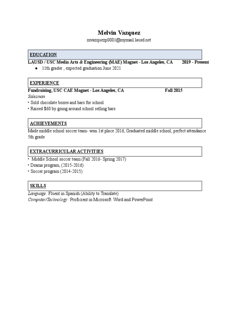 Melvin Vazquez Resume | PDF