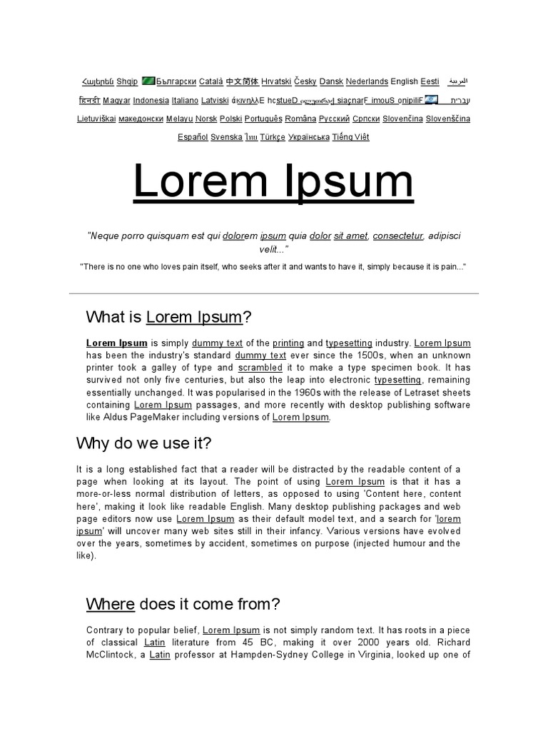 Lorem Ipsum Multi-Language Text Generator | PDF | Text | Typography