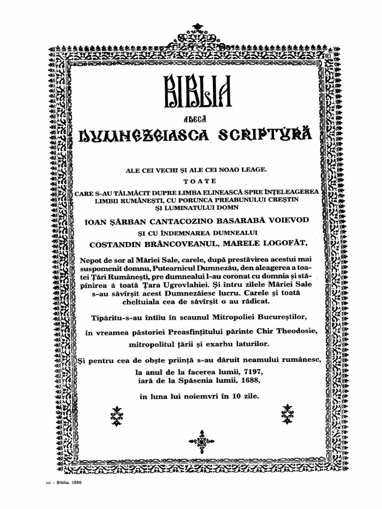 Biblia Bucuresti 1688 PDF | PDF