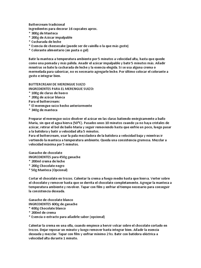 Rellenos y Coberturas | Descargar gratis PDF | Merengue | Chocolate