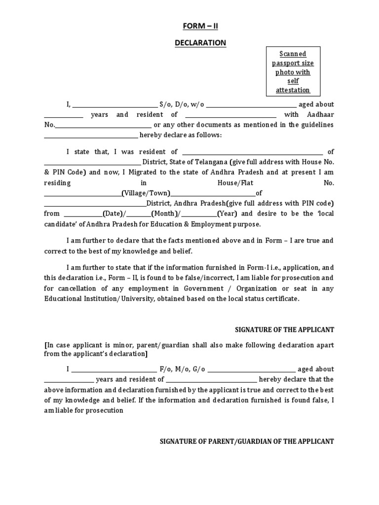Issueance of Local Status Certificate - Declaration Form | PDF ...
