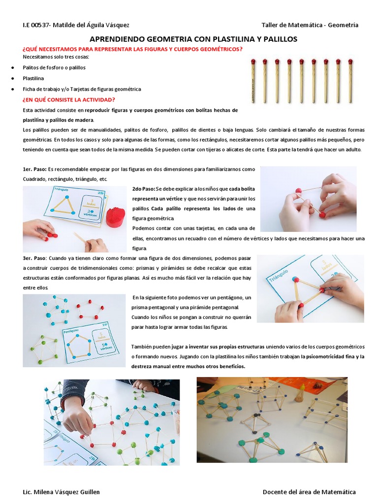 Aprendiendo Geometría Con Plastilina y Palillos Imprimir | Geometría ...