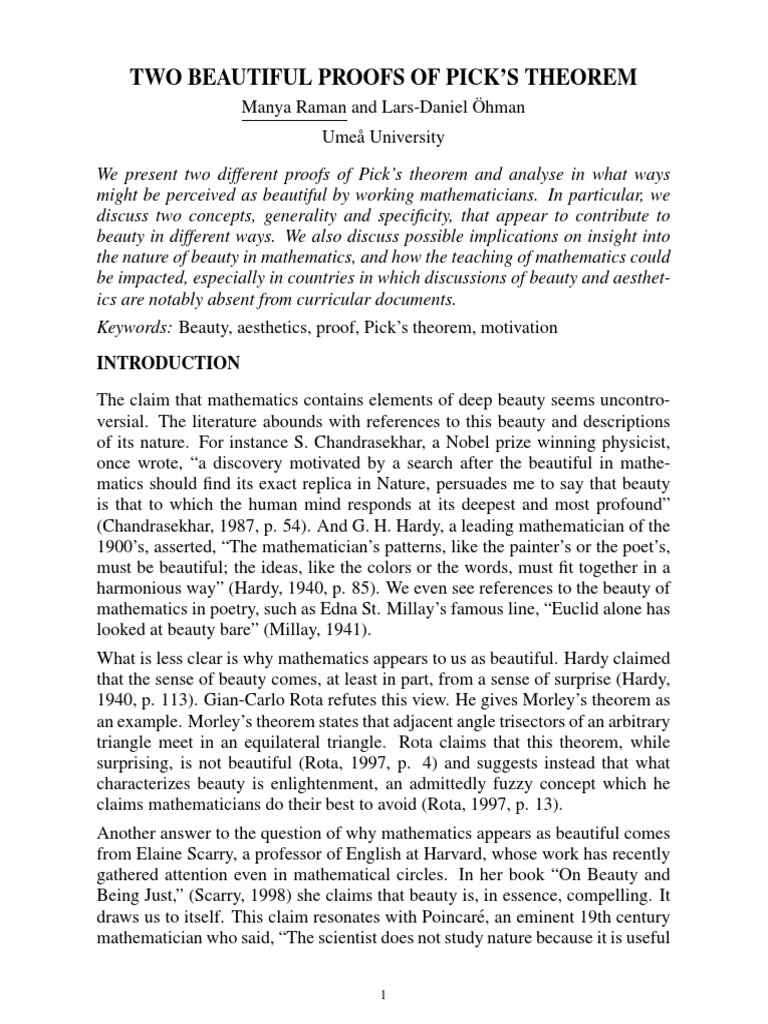 Two Beautiful Proofs of Pick'S Theorem | PDF | Vertex (Geometry) | Triangle