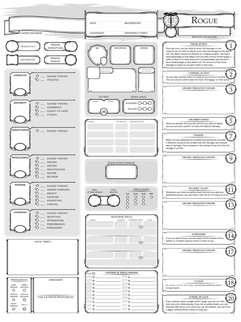 456029-Class Character Sheet Rogue-At V1.3 | PDF