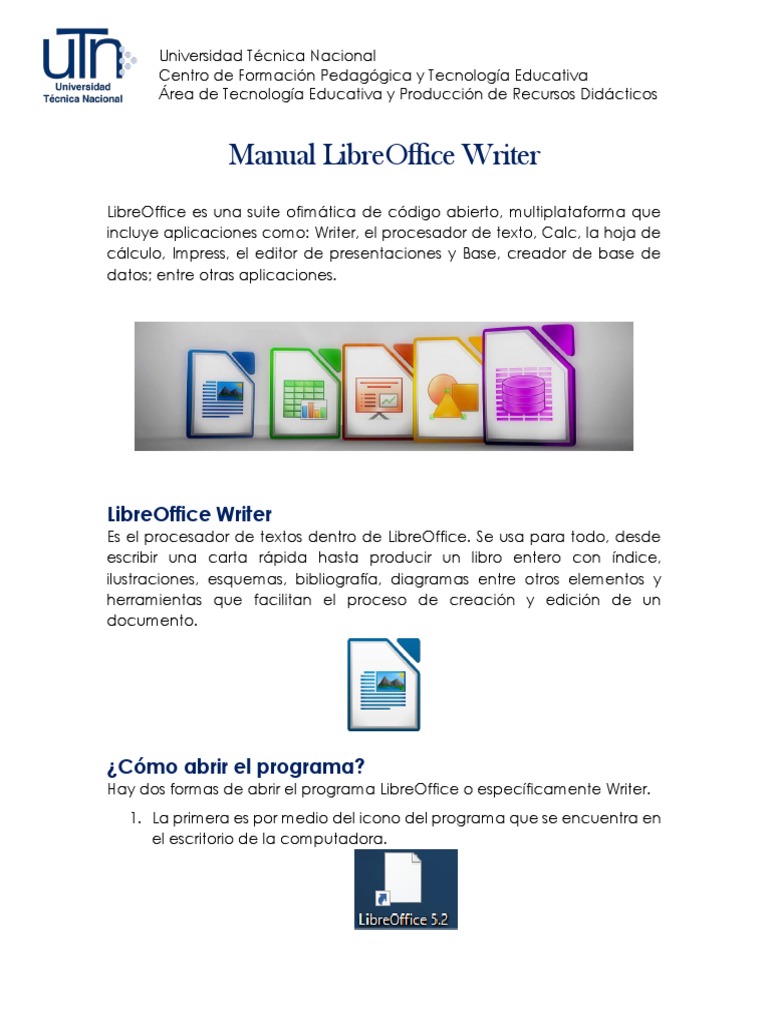 Manual LibreOffice Writer-Parte I PDF | PDF | Point and Click | Ventana ...