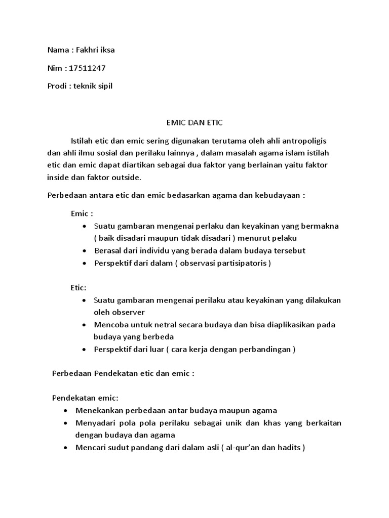Etik Dan Emik | PDF