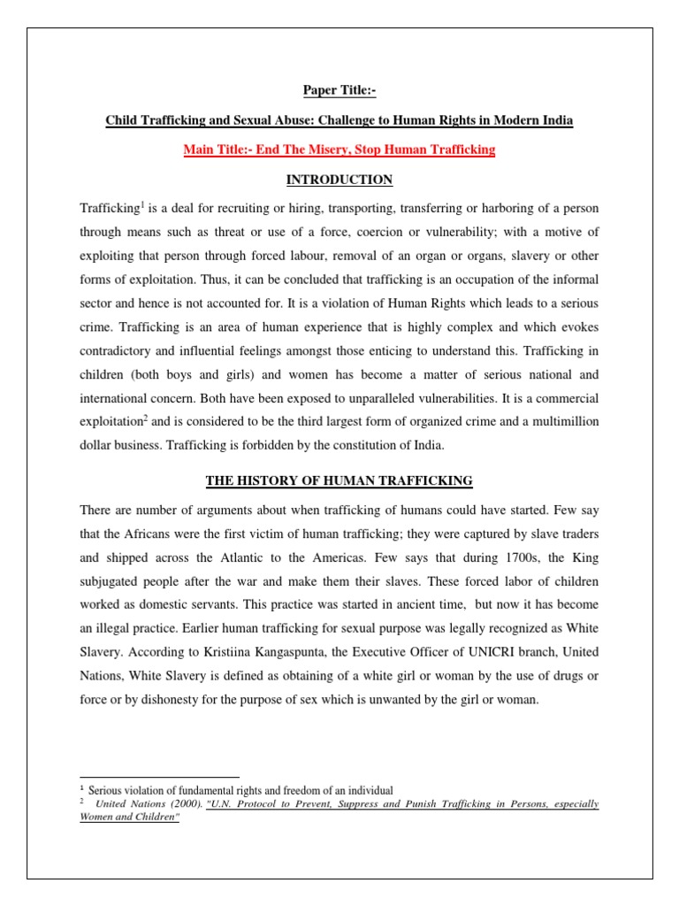 Paper Title:-Child Trafficking and Sexual Abuse: Challenge To Human ...