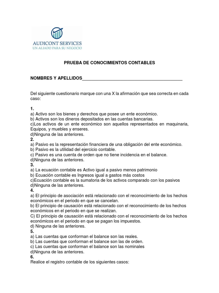 Prueba Contable | PDF | Hoja de balance | Contabilidad