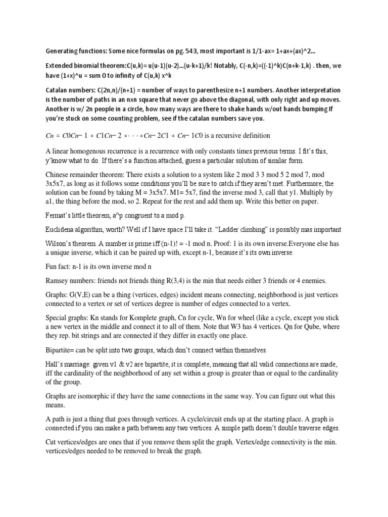 CN C0Cn 1 + C1Cn 2 + +CN 2C1 + CN 1C0 Is A Recursive Definition | PDF ...