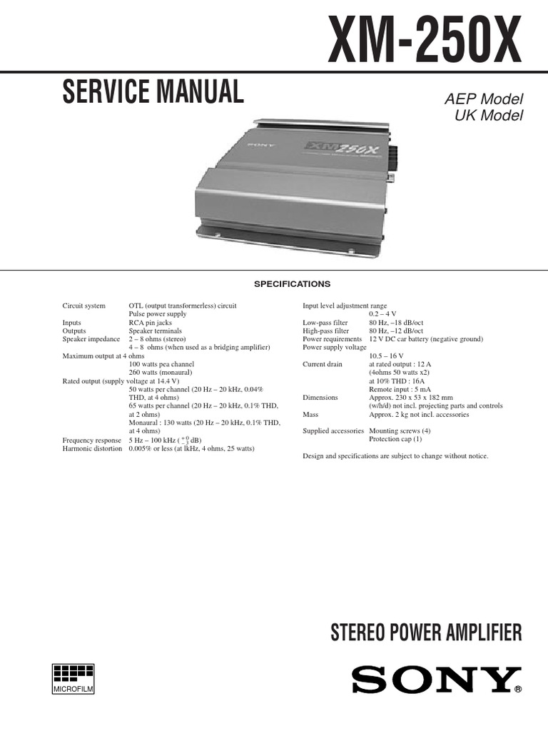 Sony xm-250x SM | PDF | Amplifier | Power Supply