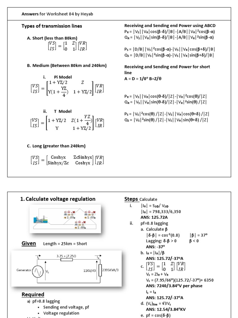Calculation of Voltage Regulation, Transmission Efficiency and Incident ...
