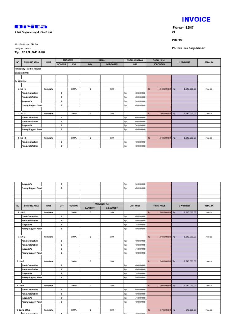 Invoice: Civil Engineering & Electrical | PDF | Business Documents ...
