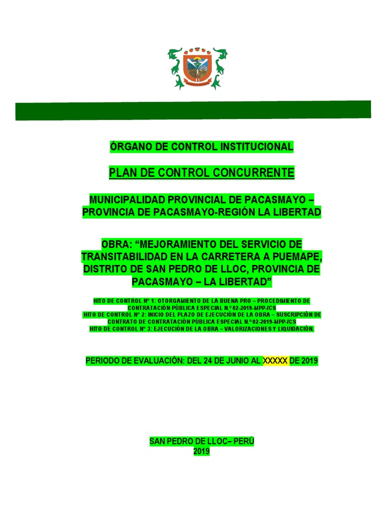 Plan Control Concurrente - puémape-HITOS | PDF | Gobierno local | Regulación