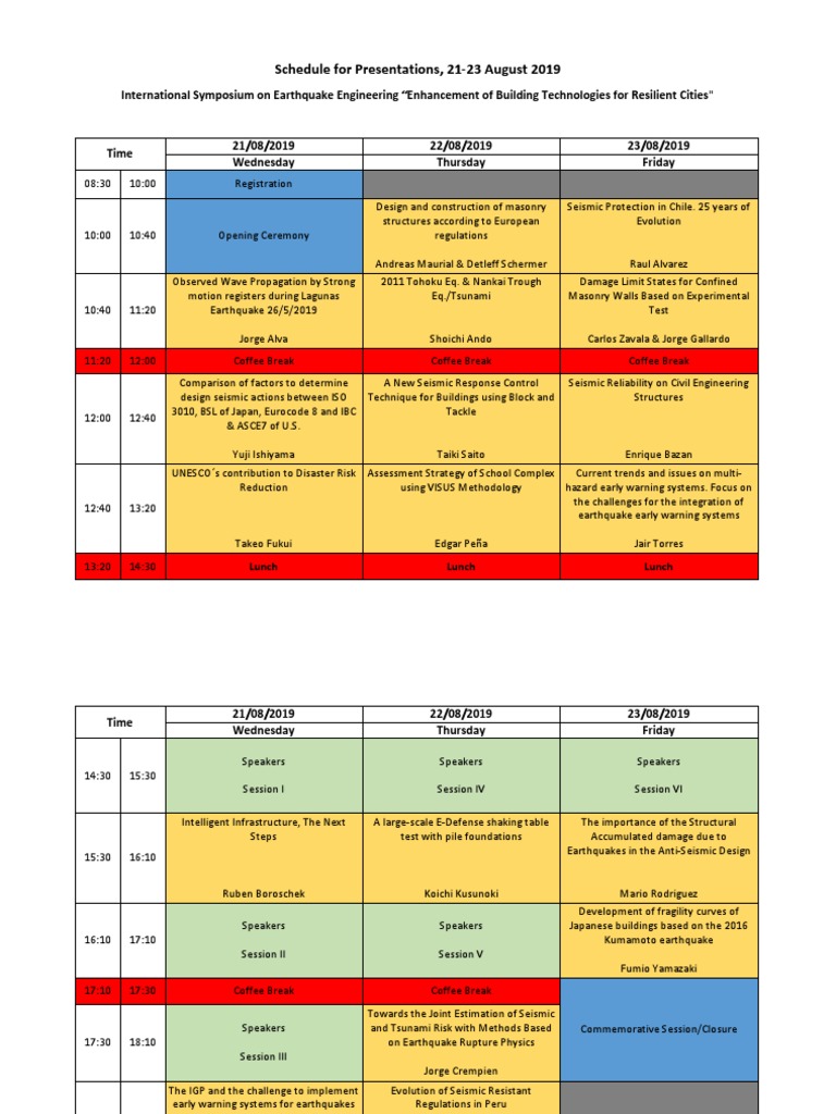Schedule | PDF | Earthquake Engineering | Seismology