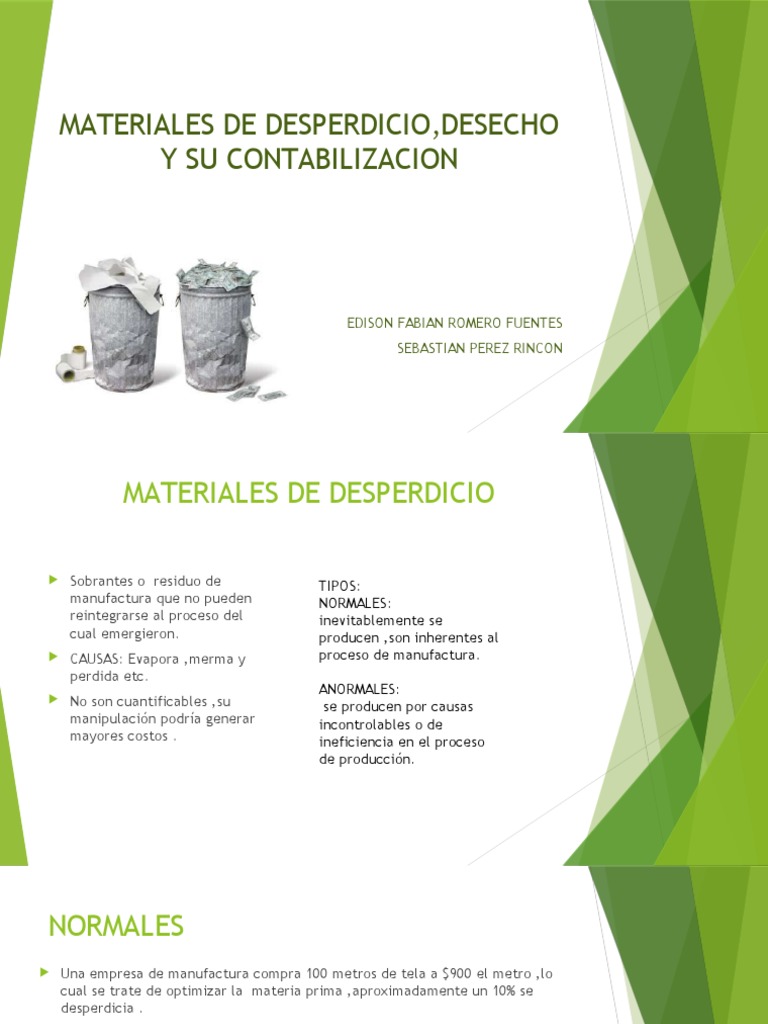 Materiales de Desperdicio, Desecho y Su Contabilizacion | PDF ...