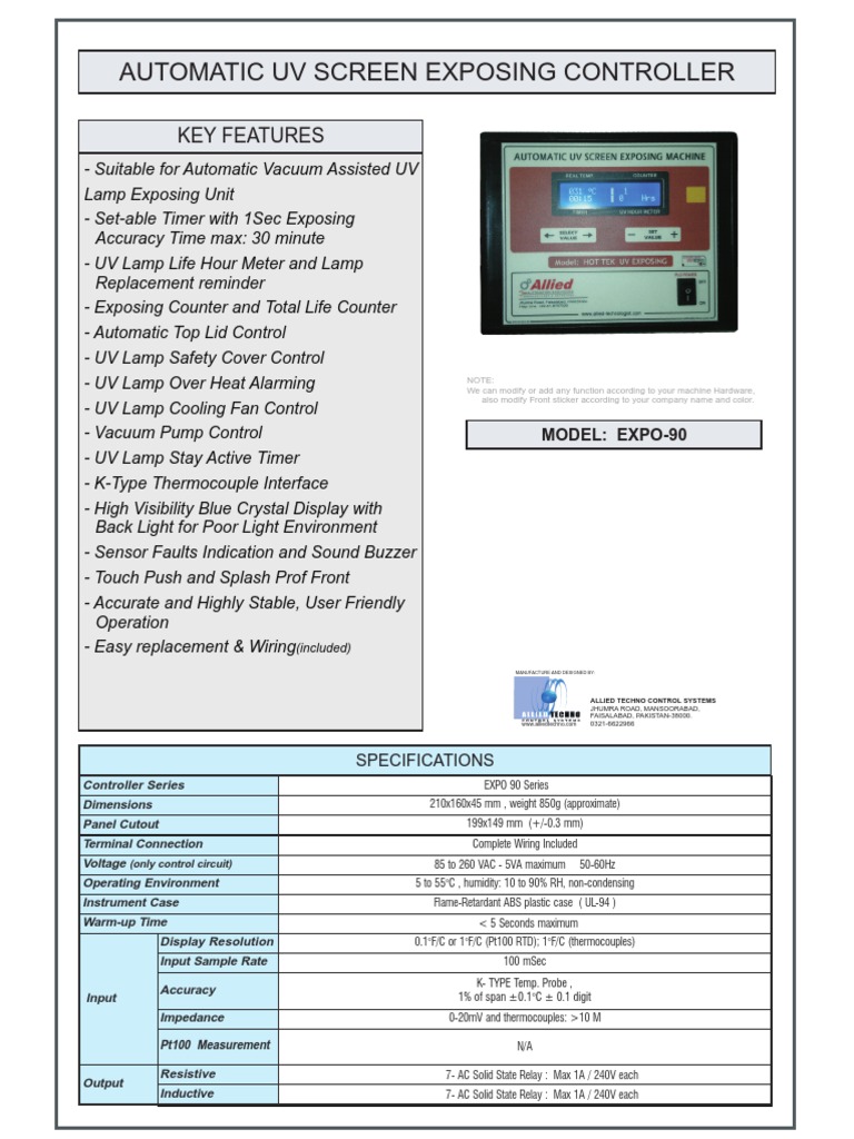 Automatic Uv Screen Exposing Controller: Key Features | PDF ...