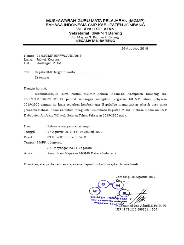 Undangan MGMP | PDF
