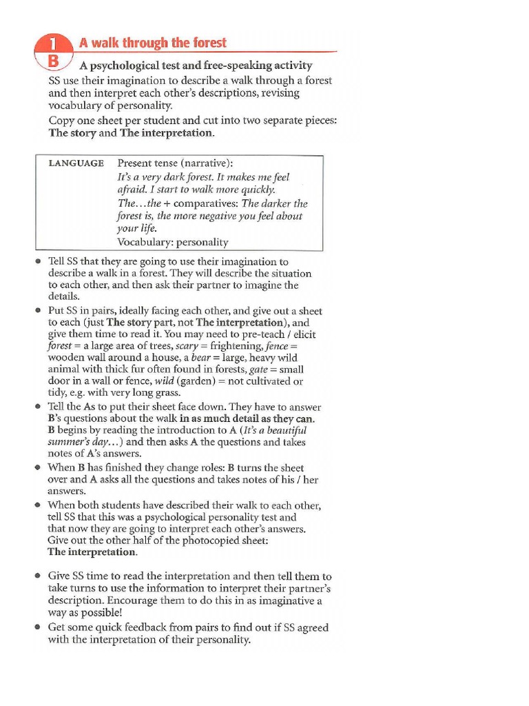 SPEAKING. A Walk Through The Forest (1) (NEF Upper-Intermediate) PDF | PDF