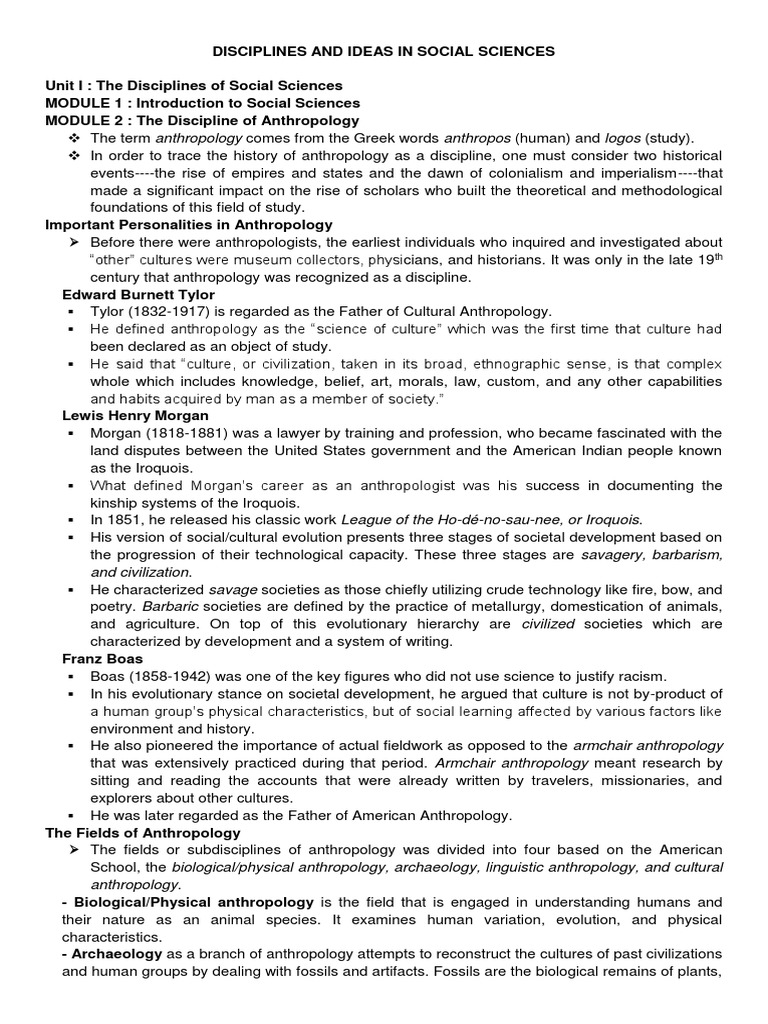 The Disciplines of Social Sciences - Hand-Outs | PDF | Geography ...