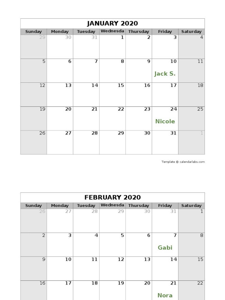 2020 Blank Monthly Calendar 01 | PDF