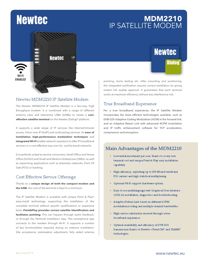 Newtec MDM2210 On The Newtec Dialog Platform Datasheet | PDF | Wi Fi ...