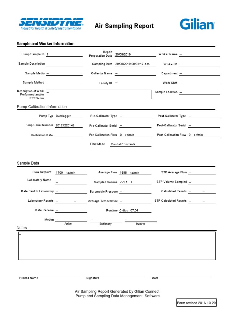 Air Sampling Report: Sample and Worker Information | PDF | Chemical ...