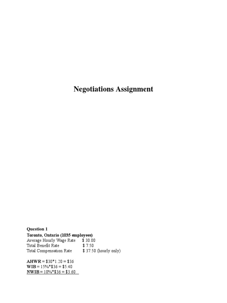 Negotiations Assignment | PDF | Trade Union | Employment