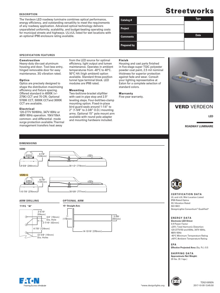 Streetworks Verd Verdeon Td521005en Sss | PDF | Light Emitting Diode ...