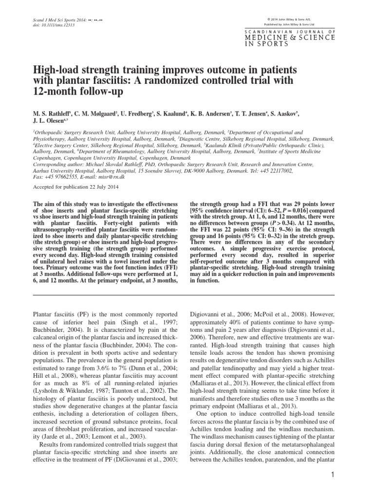 High-Load Strength Training Impves Outcome in Patients With Plantar ...