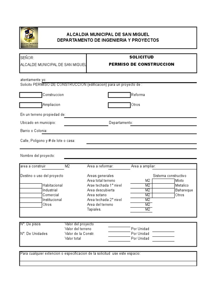 Solicitud de Permiso de Construccion | PDF | Sectores Economicos | Ingeniería