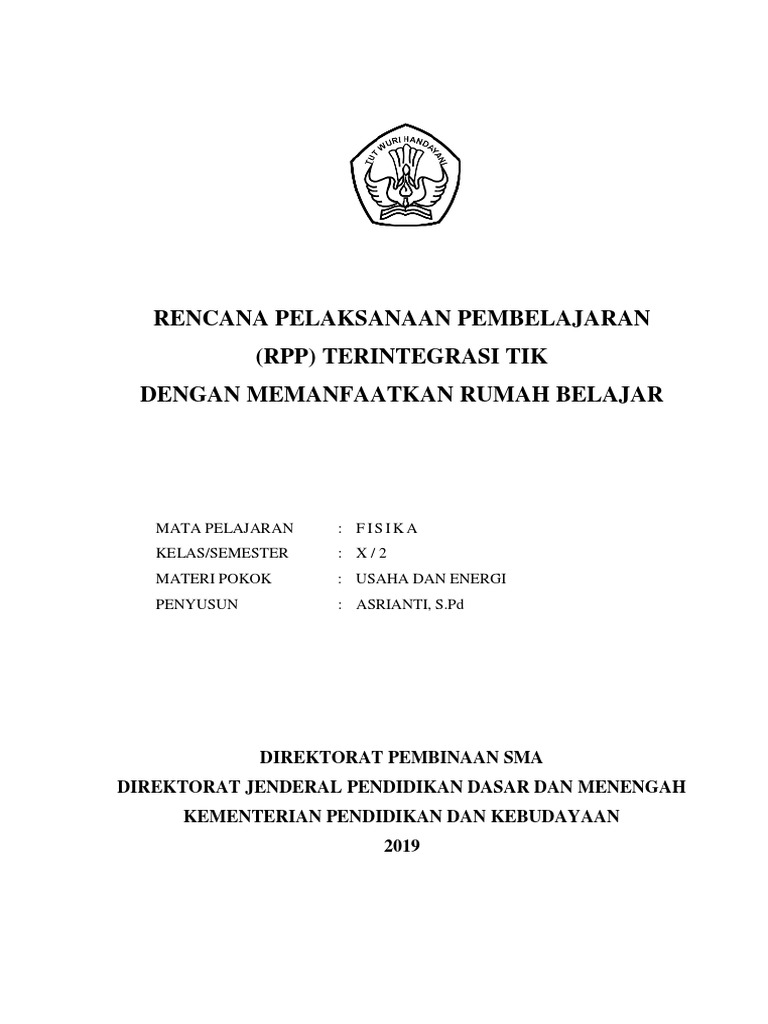 Rencana Pelaksanaan Pembelajaran (RPP) Terintegrasi Tik Dengan ...