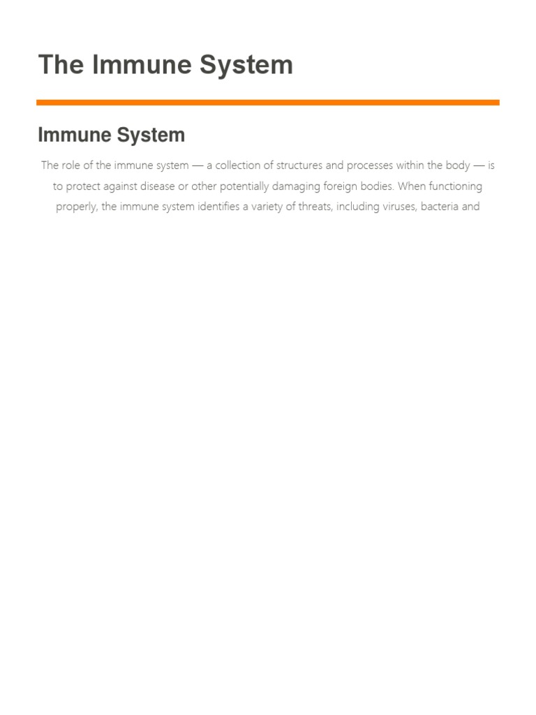 Immune System | PDF | Lymphatic System | White Blood Cell