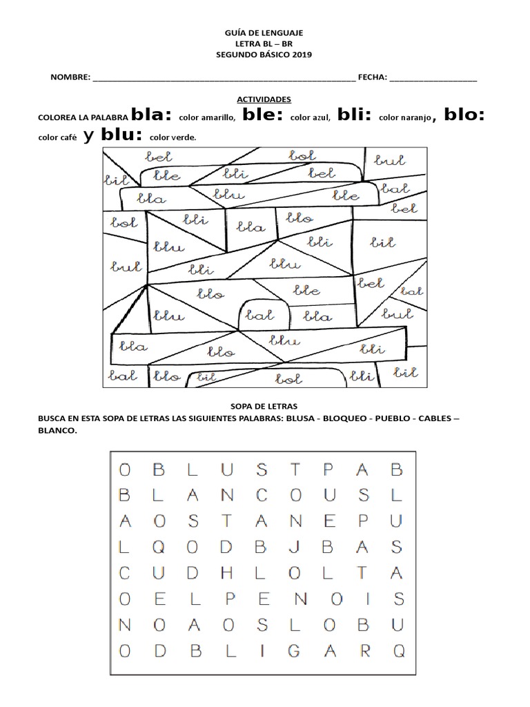 Actividades de Lenguaje: BL y BR | PDF | Ciencias sociales | Artes del ...