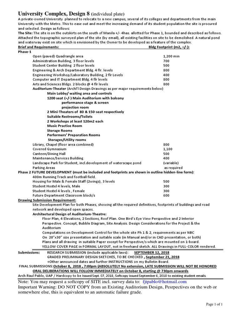 D8 University Complex-Auditorium - Brief 2018MWF | PDF