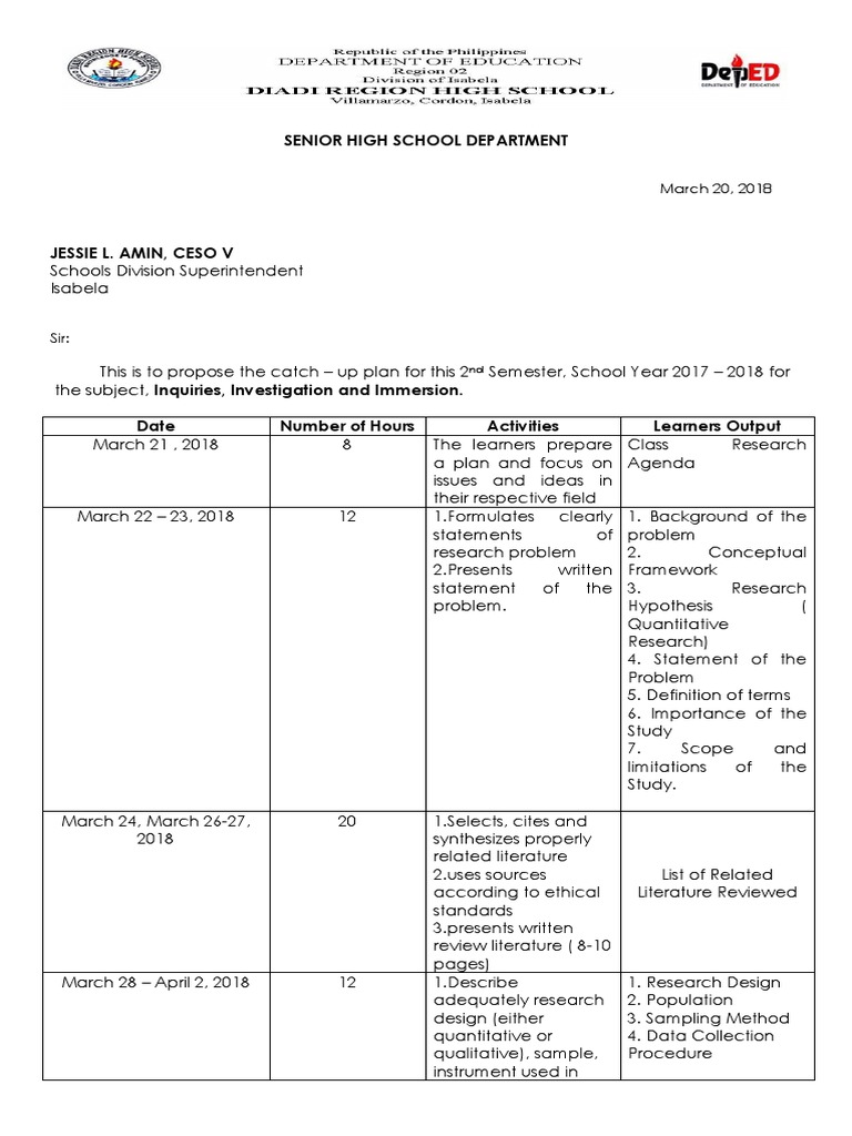 Catch Up Plan | PDF | Qualitative Research | Quantitative Research
