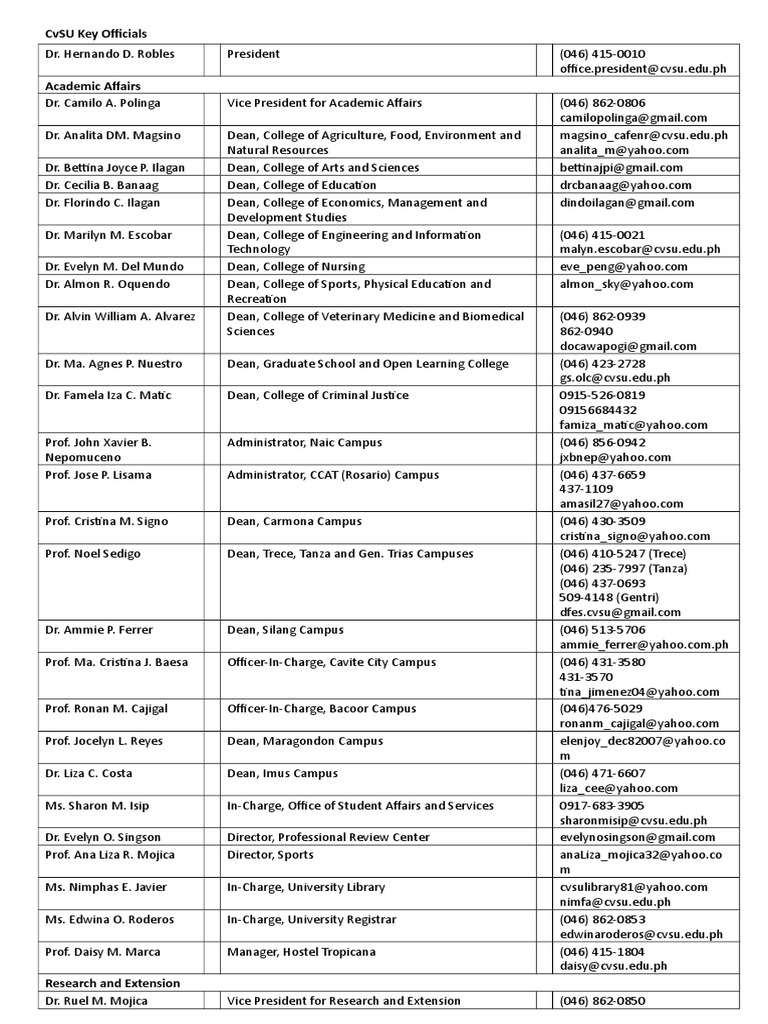 CvSU Org Chart | PDF | Academia | Science