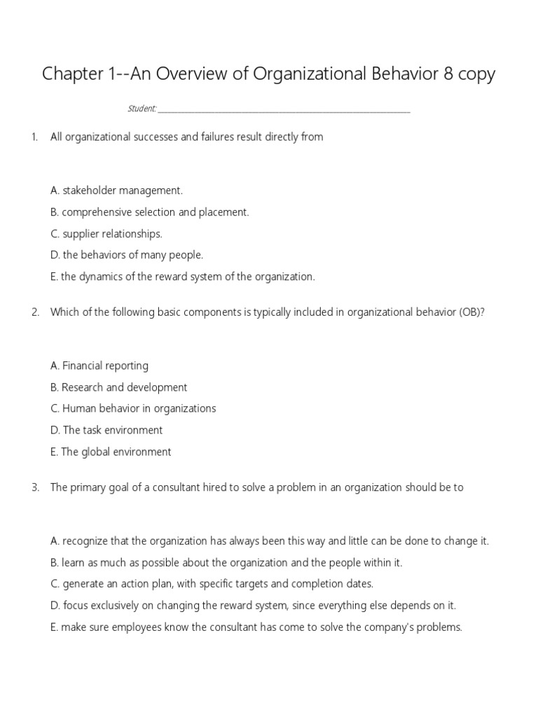 Overview of OB | PDF | Goal | Organizational Behavior