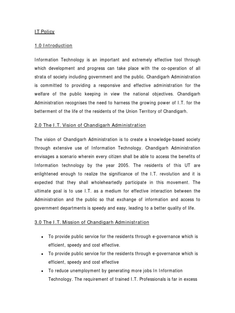 It Policy | PDF | Internet Access | Computer Network
