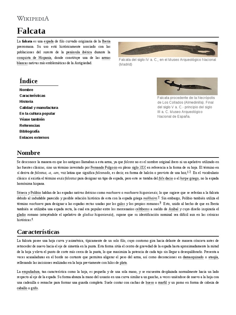 Falcata | PDF | Espada | Guerra de la antigüedad