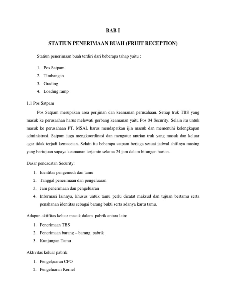 Makalah SOP PKS PT MSAL (Robby Putra MT MILL) | PDF