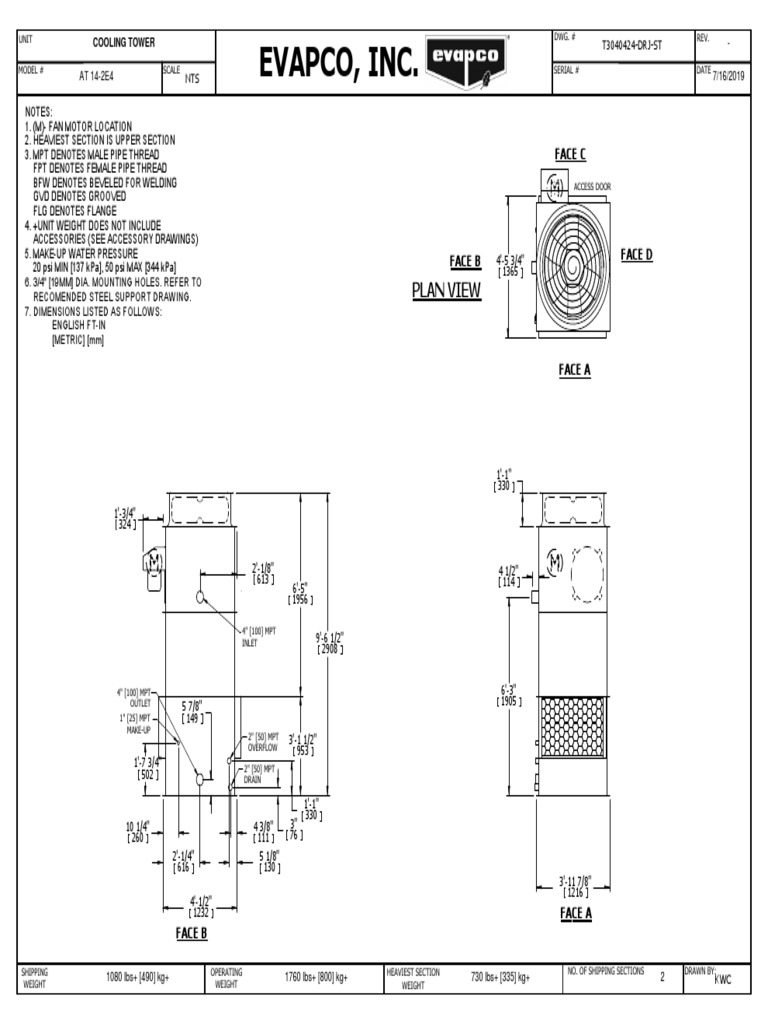 Evapco, Inc.: Plan View | PDF | Gas Technologies | Mechanical Engineering