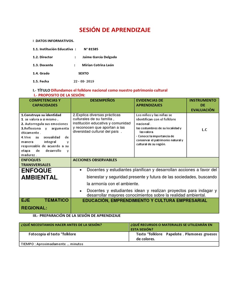 Sesión Folklore | PDF | Folklore | Maestros