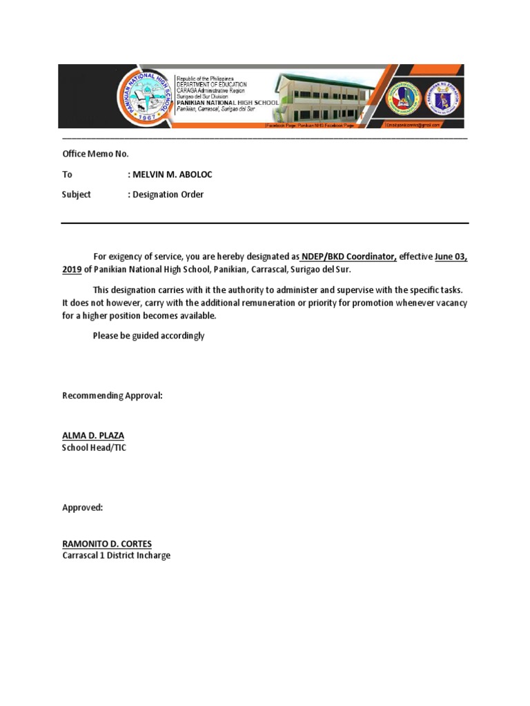 Designation Order Template | PDF