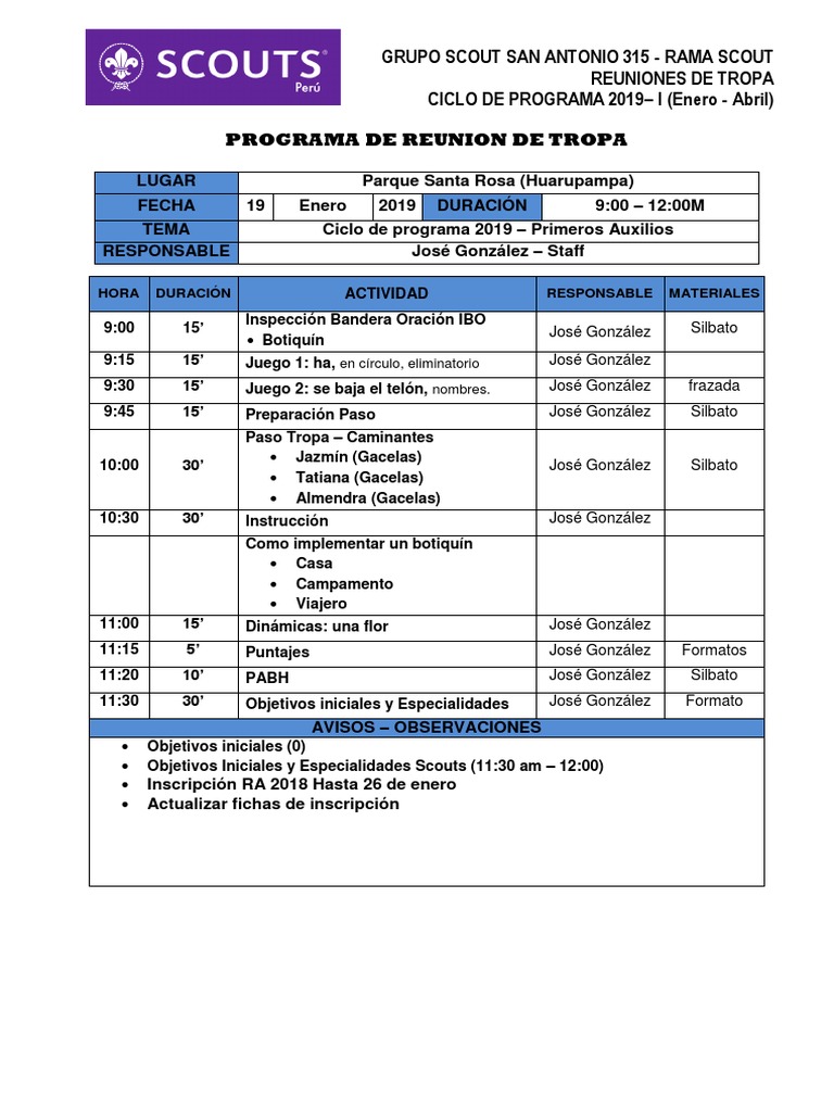 Programa General Tropa | PDF | Exploración | Movimientos juveniles