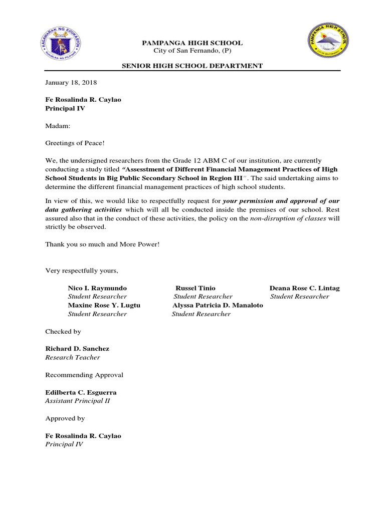 10 Letter To Maam For The Conduct of The Study PR1 | PDF