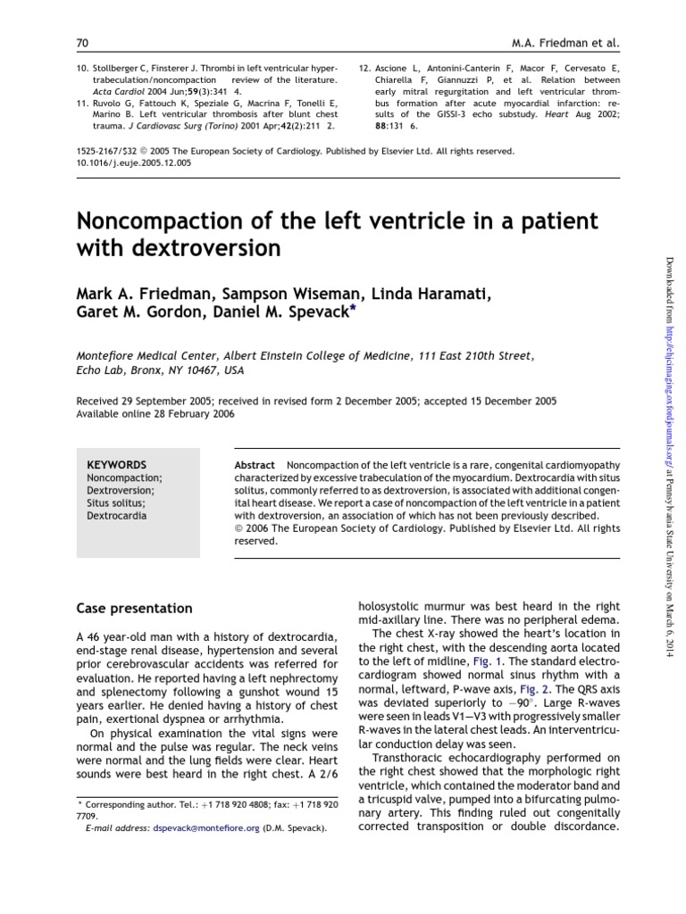 Noncompaction of The Left Ventricle in A Patient With Dextroversion ...
